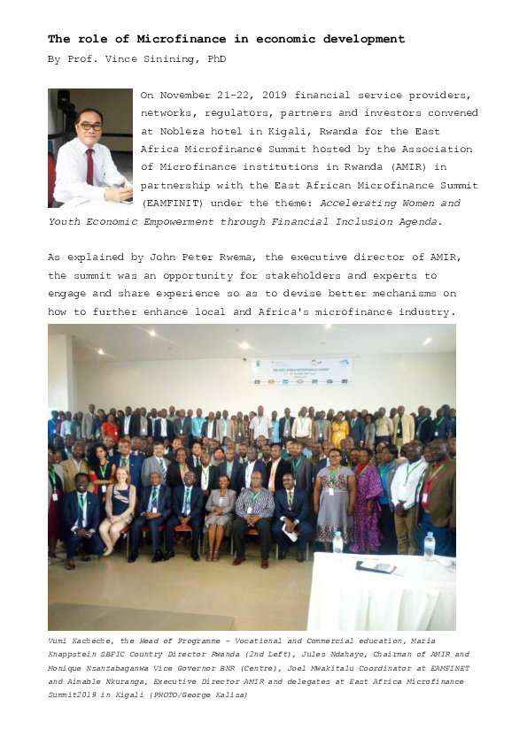 (PDF) The role of Microfinance in Economic Development