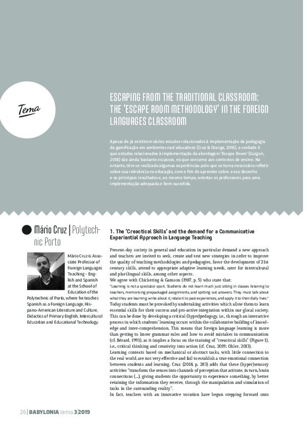 (PDF) Escaping from the traditional classroom - The 'Escape Room ...