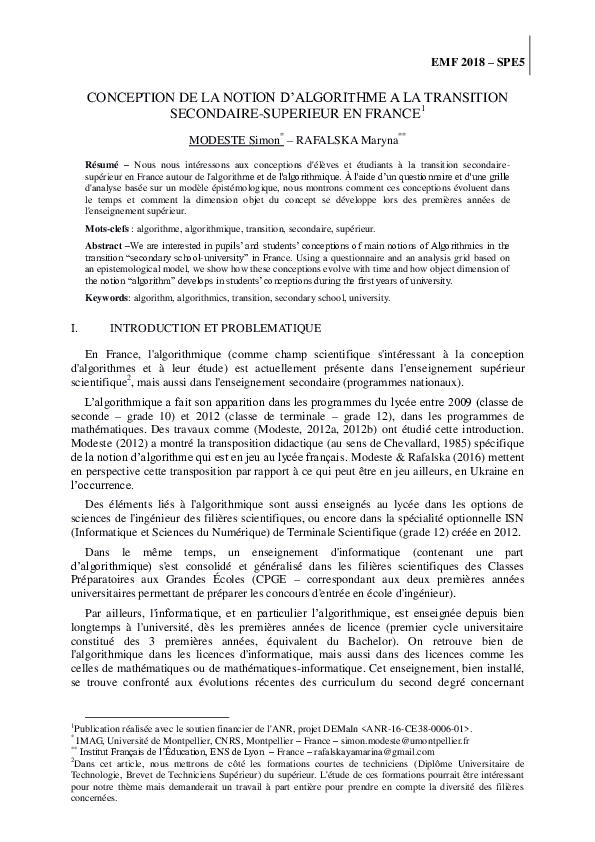 (PDF) CONCEPTION DE LA NOTION D’ALGORITHME A LA TRANSITION SECONDAIRE ...