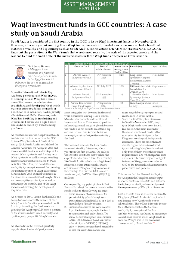 (PDF) Waqf investment funds in GCC countries: A case study on Saudi Arabia