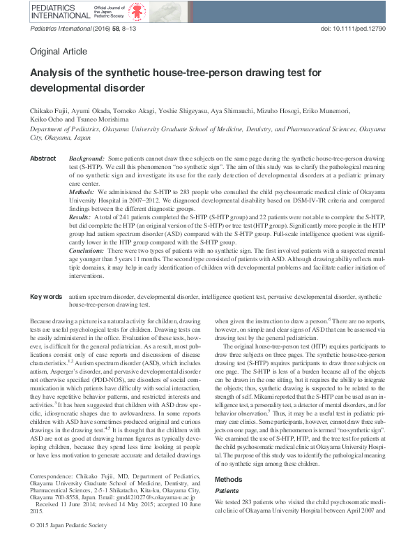 (PDF) Analysis of the synthetic house-tree-person drawing test for ...