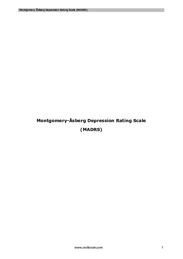 (PDF) Montgomery-Åsberg Depression Rating Scale (MADRS