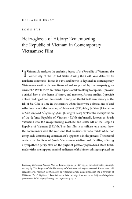 (PDF) Bui, Long T. "Heteroglossia of History: Remembering the Republic ...