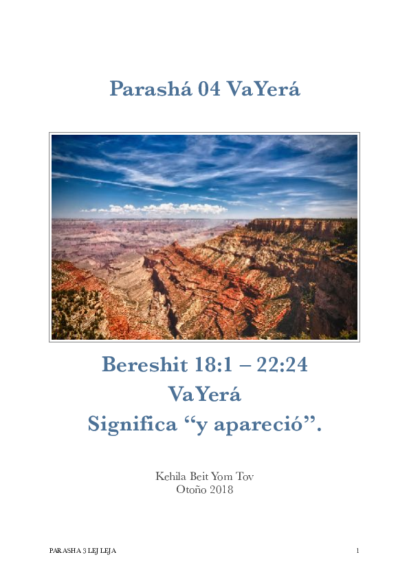 (PDF) Parashá 04 VaYerá Bereshit 18:1 -22:24 VaYerá Significa "y apareció"