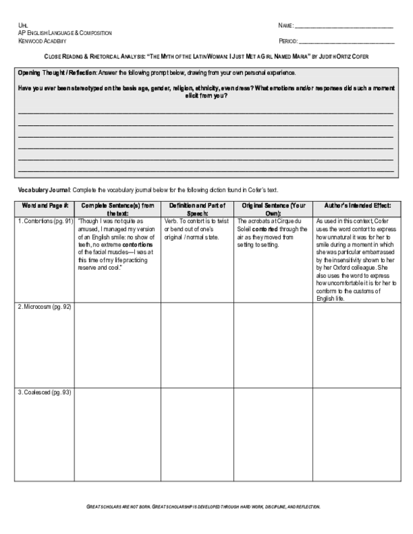 (DOC) Word and Page #: Complete Sentence(s) from the text: Definition ...