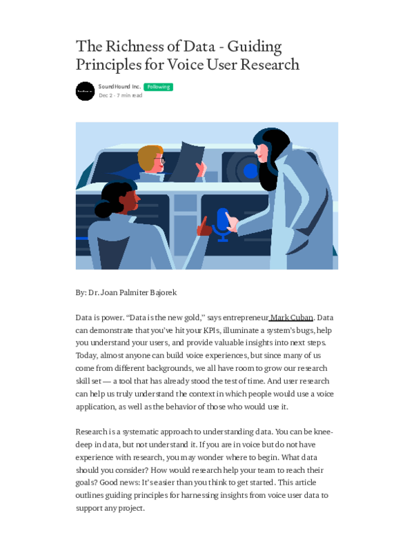 (PDF) The Richness of Data - Guiding Principles for Voice User Research