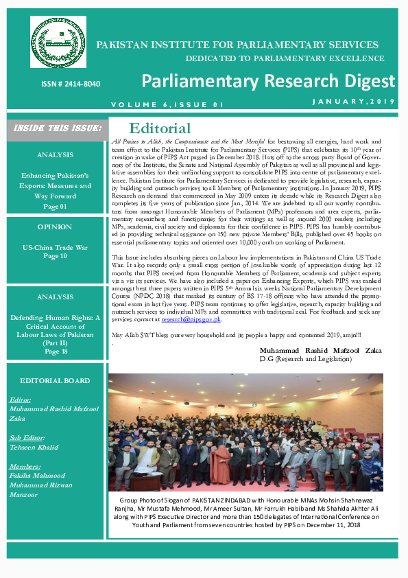 (PDF) Parliamentary Research Digest | Scholar Pakistan - Academia.edu
