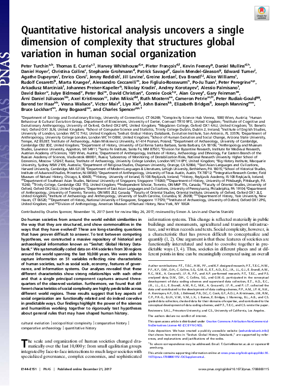 (PDF) Quantitative Historical Analyses Uncover a Single Dimension of ...