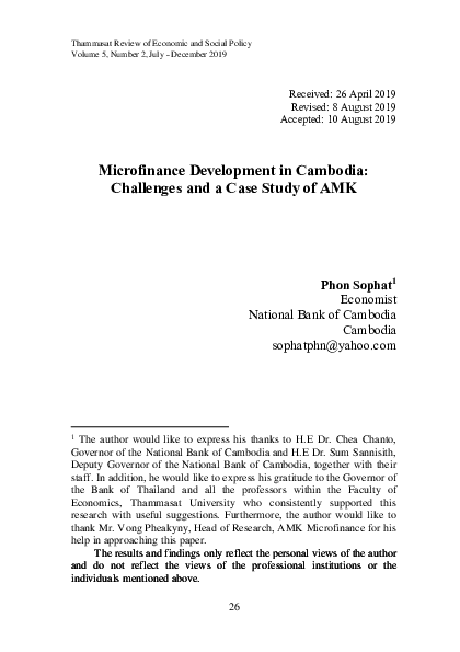 (PDF) Microfinance Development in Cambodia: Challenges and a Case Study ...