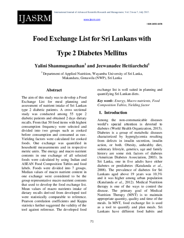 PDF Food Exchange List For Sri Lankans With Type 2 Diabetes Mellitus pdf-food-exchange-list-for-sri-lankans-with-type-2-diabetes-mellitus