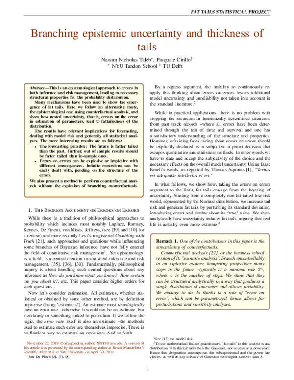 (PDF) Branching Epistemic Uncertainty and Thickness of Tails