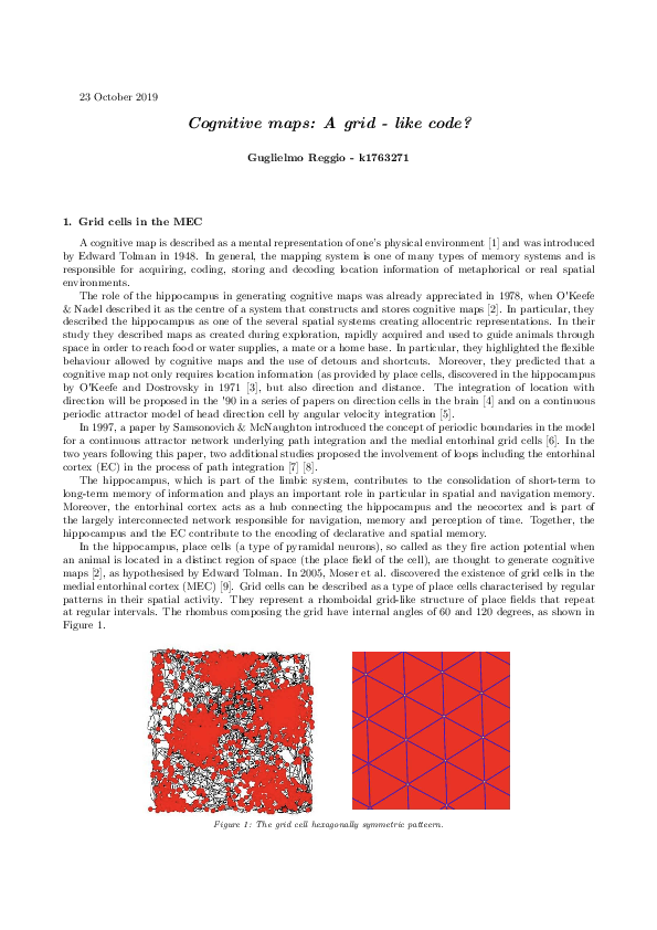 (PDF) Cognitive maps: A grid -like code