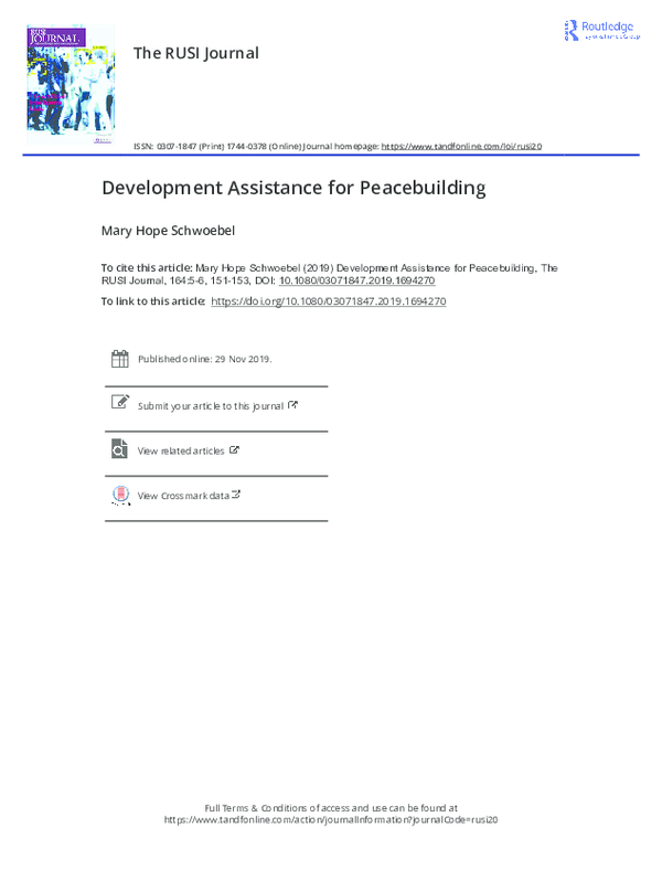 (PDF) The RUSI Journal Development Assistance for Peacebuilding
