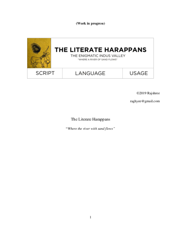 (DOC) The Literate Harappans: Understanding and Reading the Indus Script