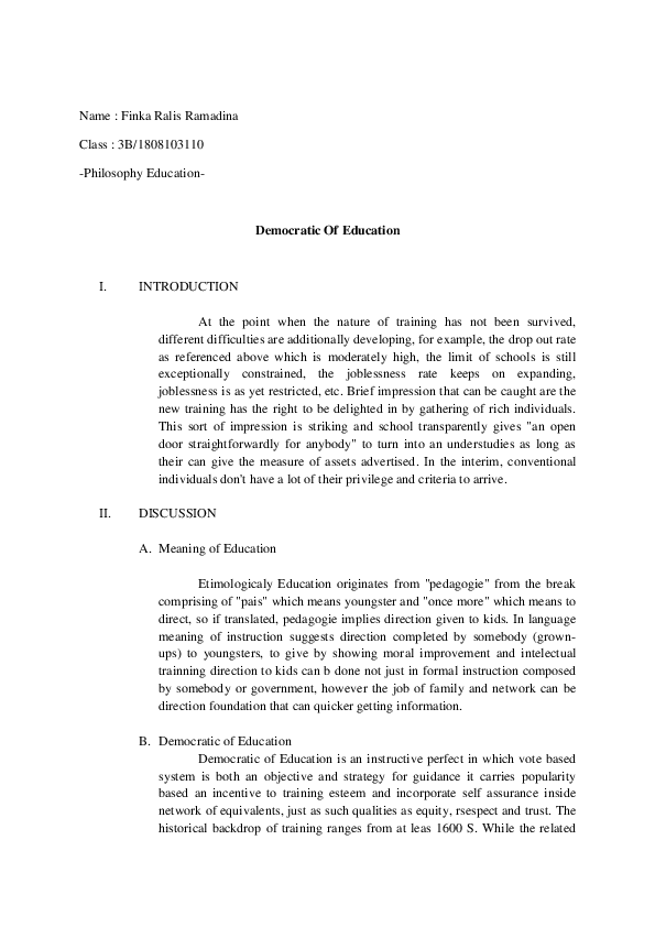 (DOC) DEMOCRATIC OF EDUCATION