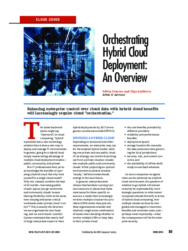 (PDF) Orchestrating Hybrid Cloud Deployment - An Overview