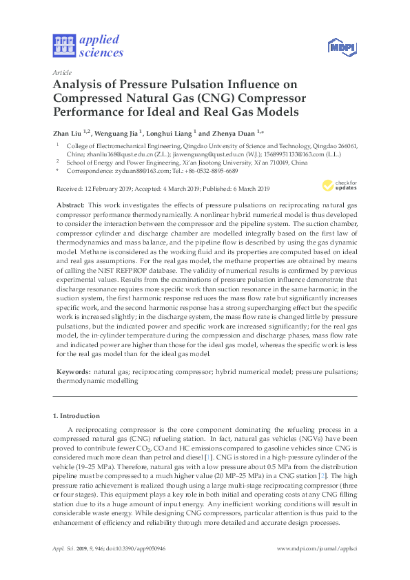 (PDF) Analysis of Pressure Pulsation Influence on Compressed Natural ...