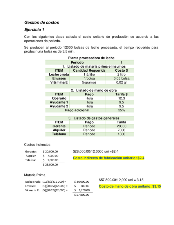 (PDF) Gestión de costos Ejercicio 1