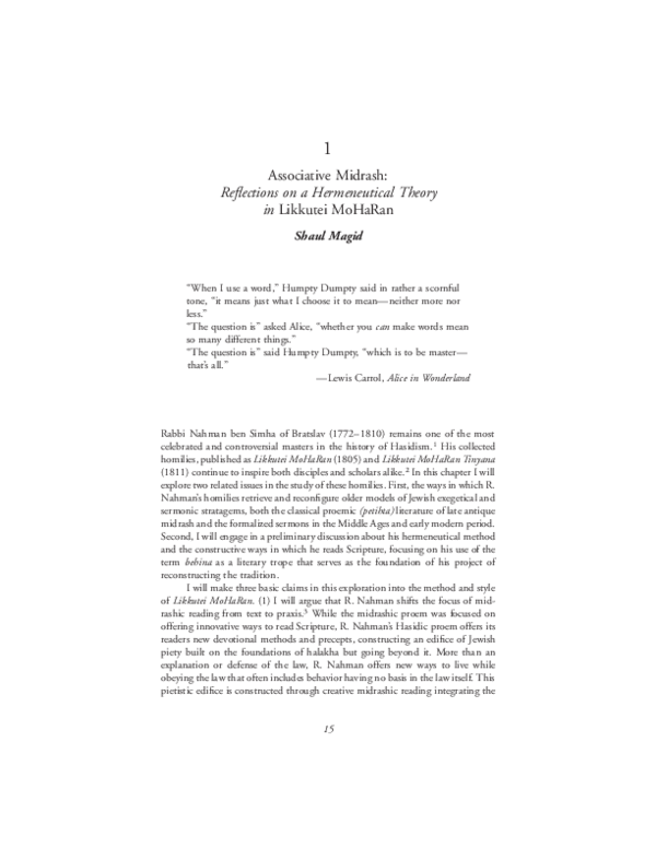 (PDF) Shaul Magid, “Associative Midrash: Reflections on a Hermeneutical ...