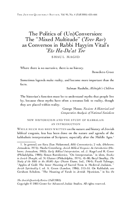 (PDF) Shaul Magid, “The Politics of (Un)Conversion: The ‘Mixed ...