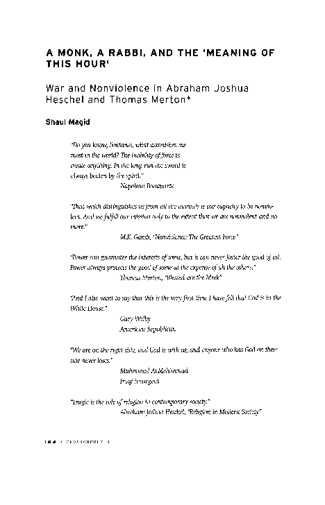 (PDF) Shaul Magid, “A Monk, A Rabbi, and the Meaning of This Hour: War ...