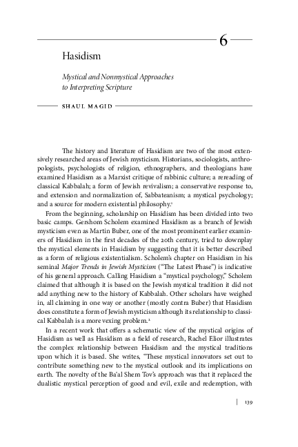 (PDF) Shaul Magid, “Hasidism: Mystical and Non-Mystical Interpretations ...