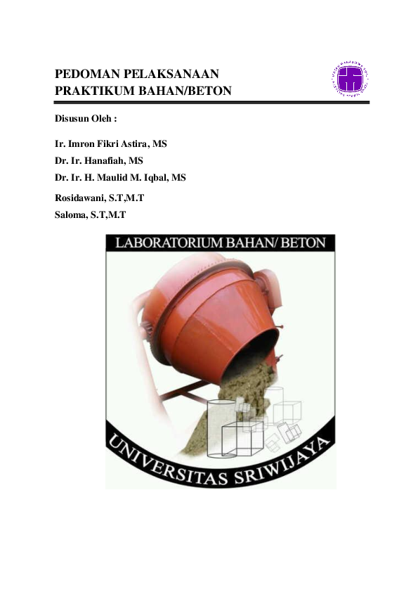 (PDF) MODUL PRAKTIKUM BETON UNSRI