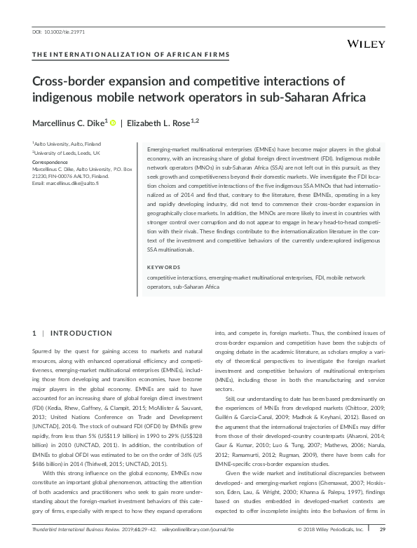 (PDF) Cross-border expansion and competitive interactions of indigenous ...