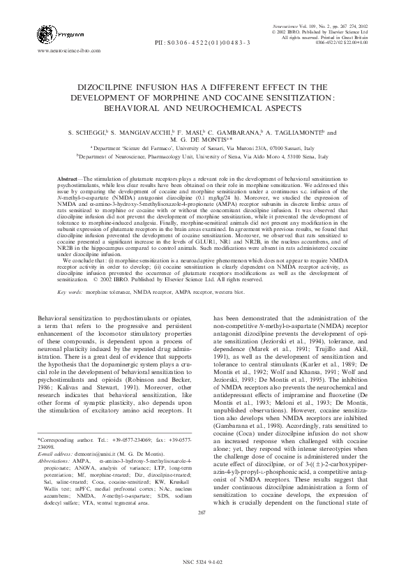 (PDF) Dizocilpine infusion has a different effect in the development of ...
