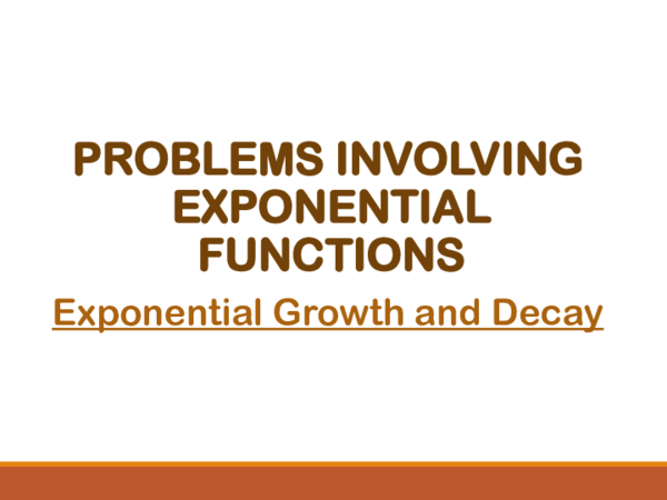 (PDF) PROBLEMS INVOLVING EXPONENTIAL FUNCTIONS Exponential Growth and Decay
