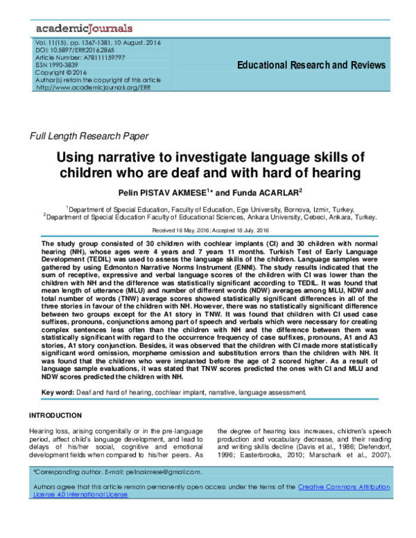 (PDF) Using narrative to investigate language skills of children who ...