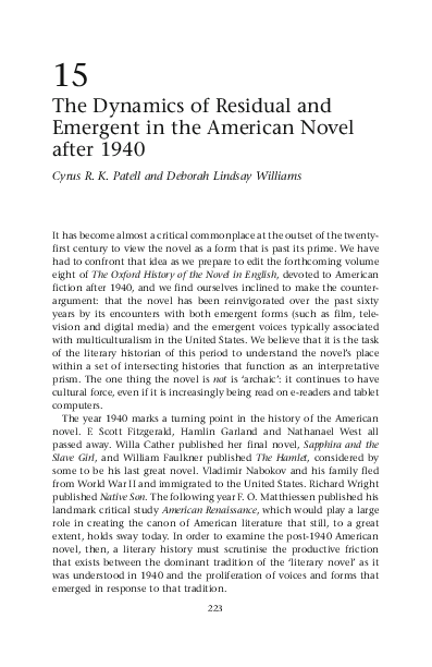 (PDF) The Dynamics of Residual and Emergent in the American Novel after ...