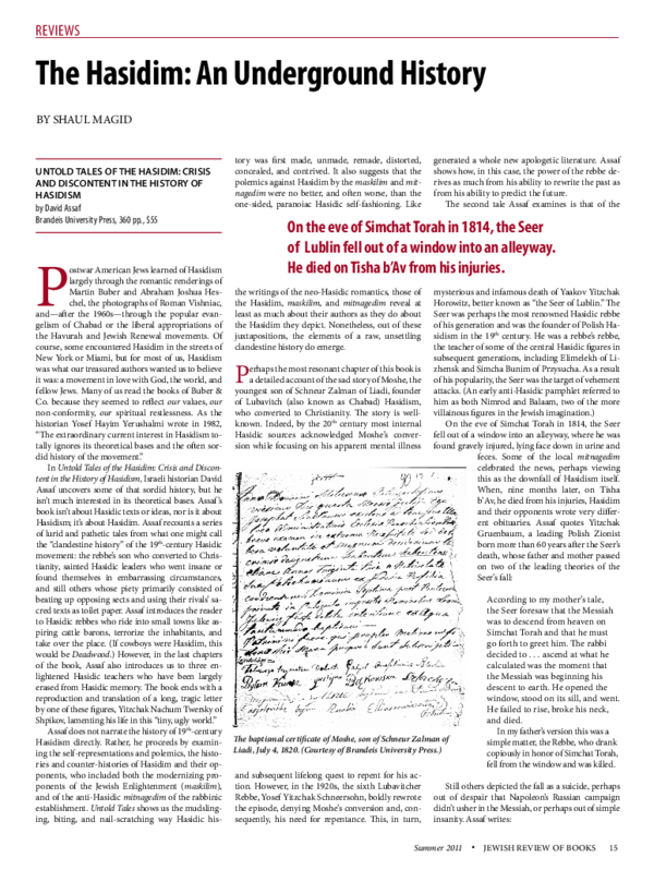 (PDF) Shaul Magid, “The Hasidim: An Underground History – Review of ...