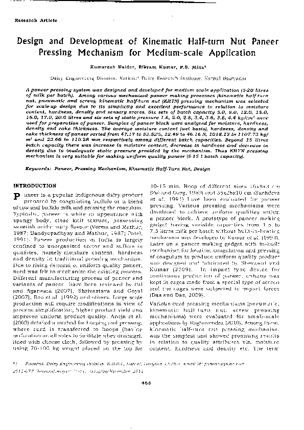 (PDF) Design and Development of Kinematic Half-turn Nut Paneer Pressing ...