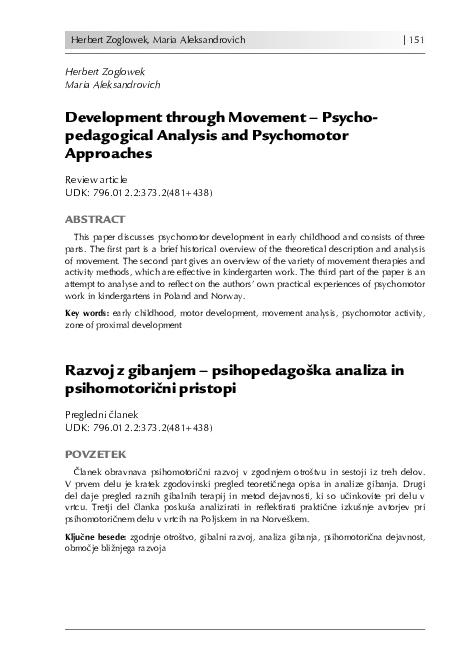 (PDF) Development through Movement -Psycho- pedagogical Analysis and ...