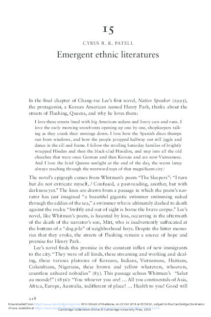 (PDF) Emergent ethnic literatures