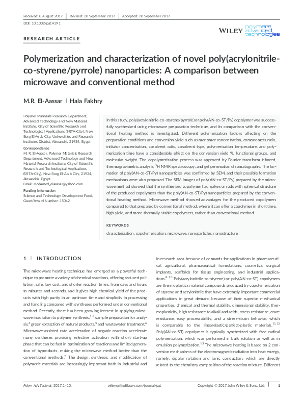 (PDF) Polymerization and characterization of novel poly(acrylonitrile ...
