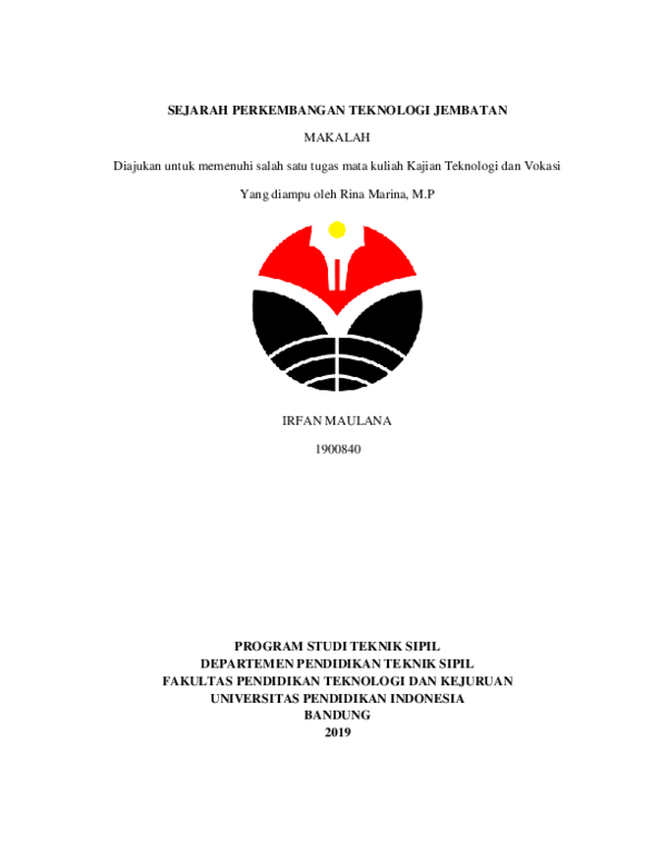 (DOC) SEJARAH PERKEMBANGAN TEKNOLOGI JEMBATAN (DOC) SEJARAH PERKEMBANGAN TEKNOLOGI JEMBATAN
