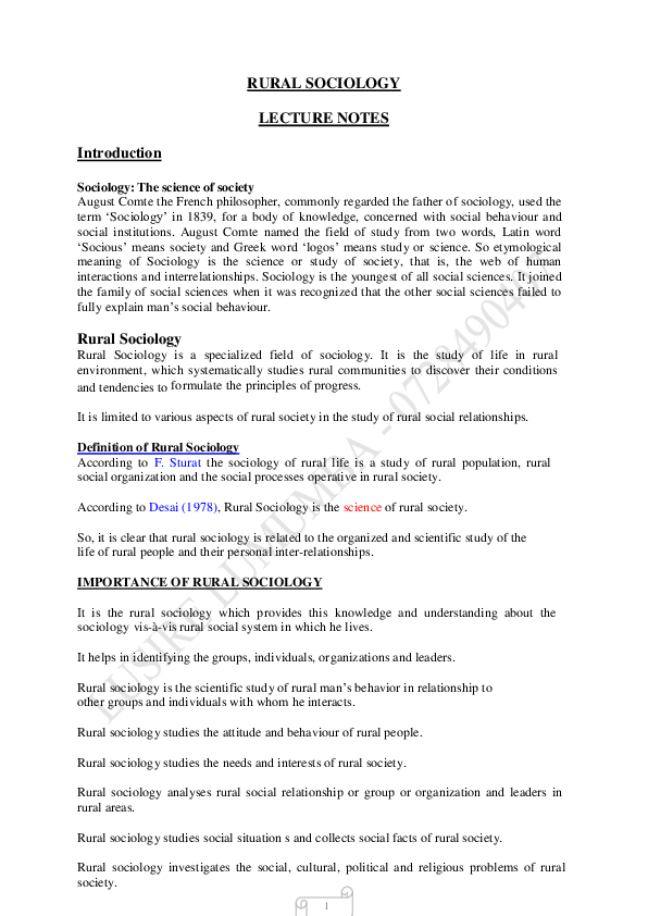 (DOC) FINAL- RURAL SOCIOLOGY NOTES