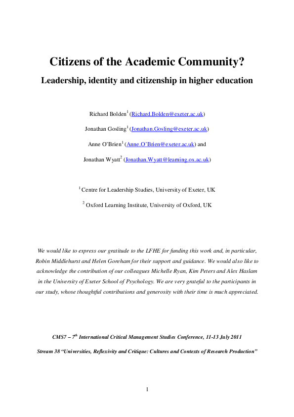 (PDF) Citizens of the Academic Community?