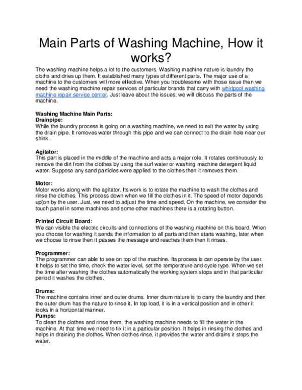 Major Parts Of A Washing Machine at Benjamin Range blog