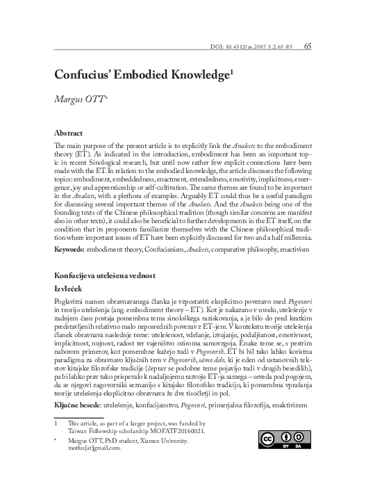 (PDF) Confucius' embodied knowledge