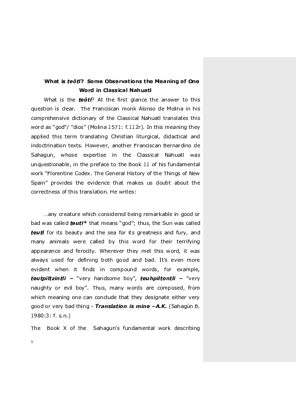 (DOC) On more time about the meaning of the term teotl