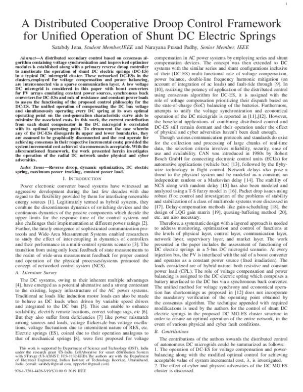 (PDF) A Distributed Cooperative Droop Control Framework for Unified Operation of Shunt DC ...