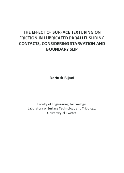 (PDF) THE EFFECT OF SURFACE TEXTURING ON FRICTION IN LUBRICATED PARALLEL SLIDING CONTACTS ...