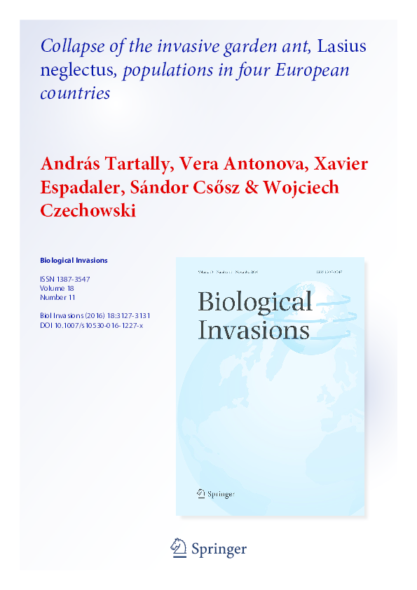 (PDF) Collapse of the invasive garden ant, Lasius neglectus ...