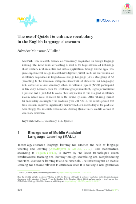 (PDF) The use of Quizlet to enhance vocabulary in the English language ...