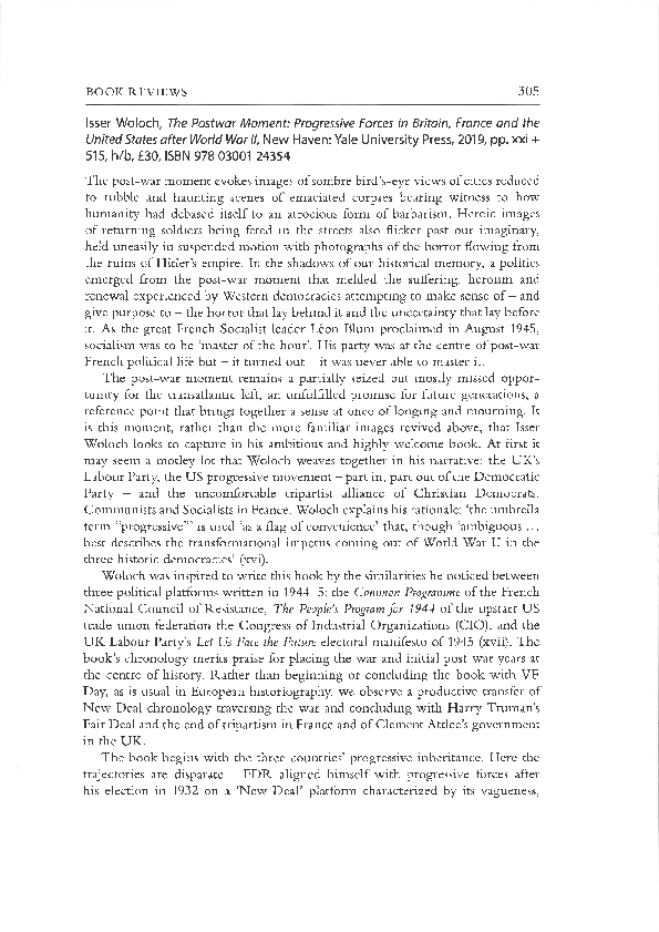 (PDF) Review: Isser Woloch, The Postwar Moment: Progressive Forces in ...