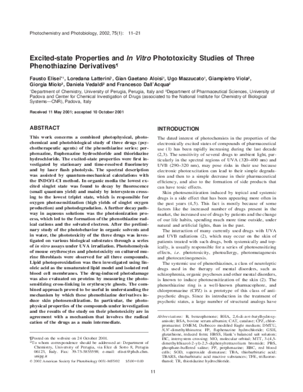 (PDF) Excited-state Properties and In Vitro Phototoxicity Studies of ...