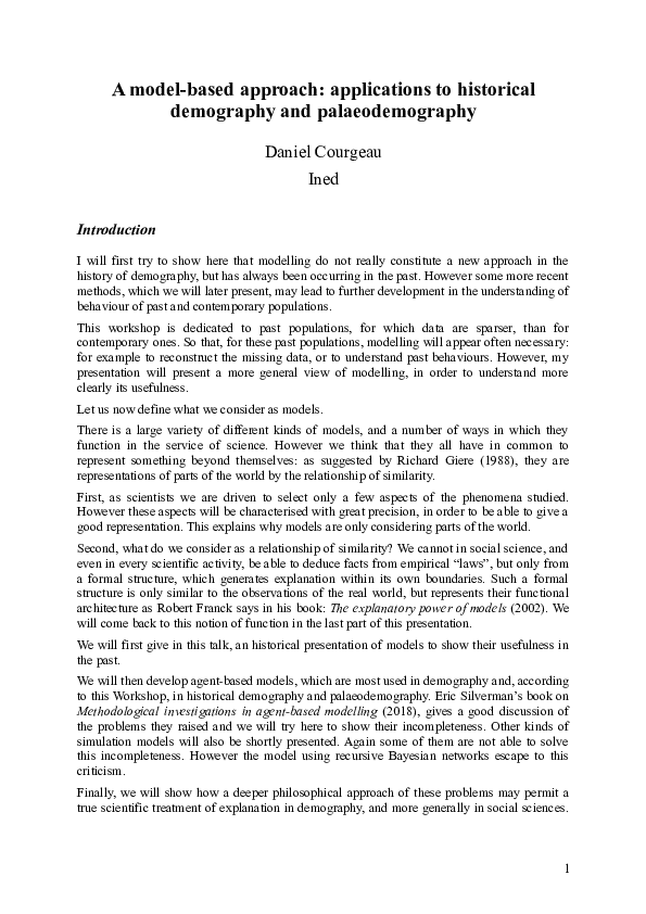 Doc A Model Based Approach Applications To Historical Demography And Palaeodemography Daniel